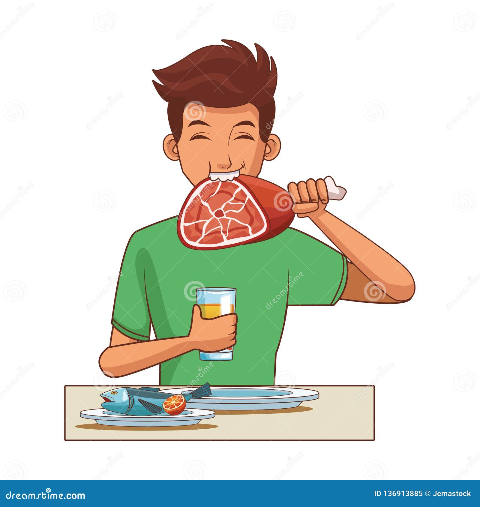 Balanced diet young man stock vector. Illustration of nutrition - 136913885