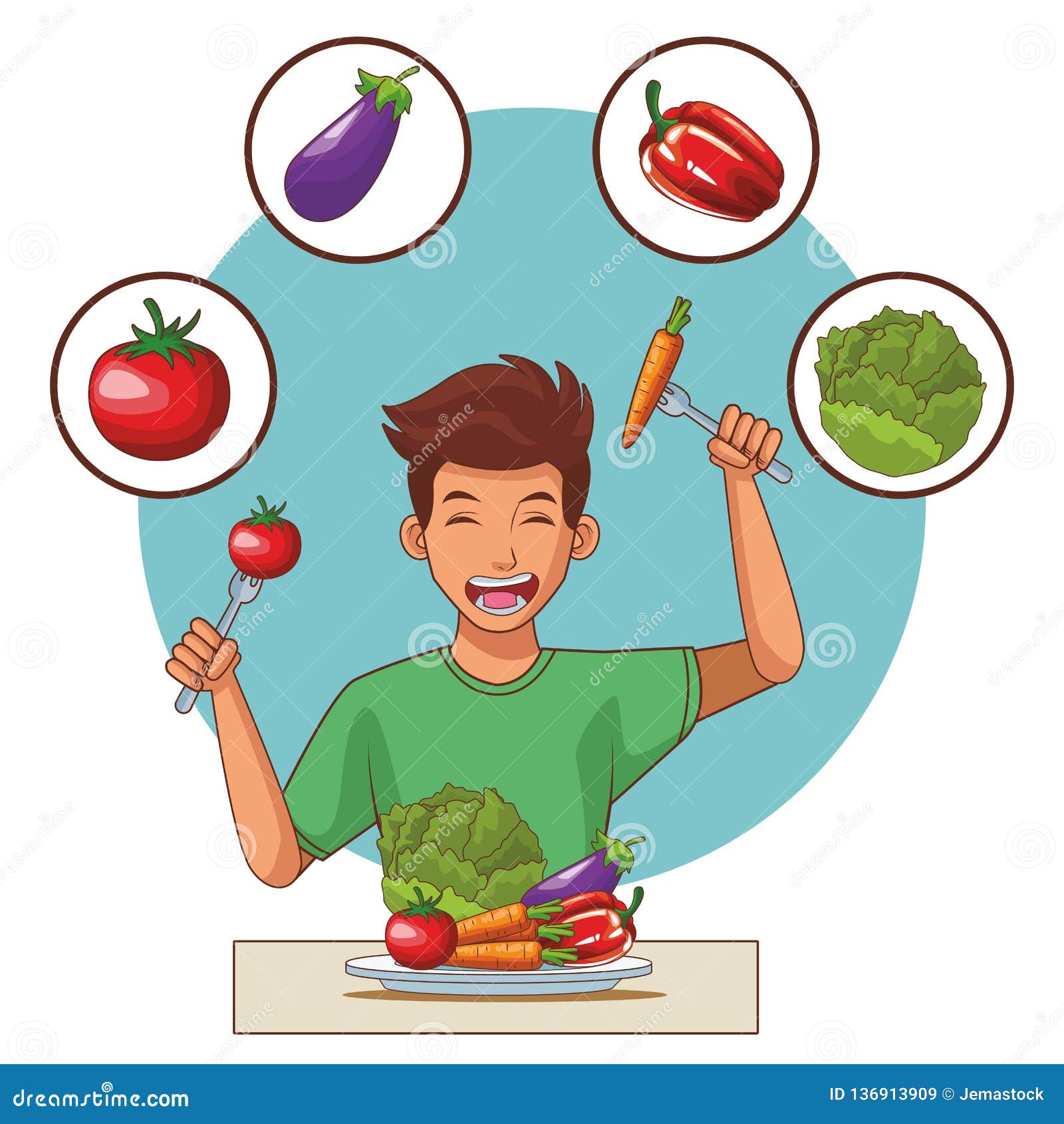 Balanced diet young man stock vector. Illustration of health - 136913909