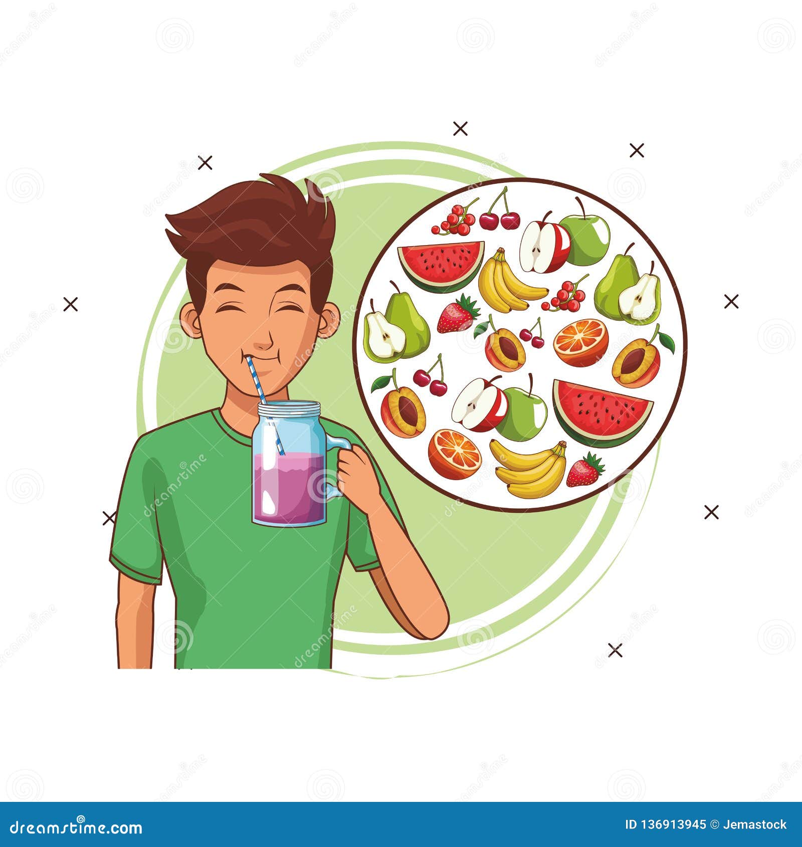Balanced diet young man stock vector. Illustration of culinary - 136913945