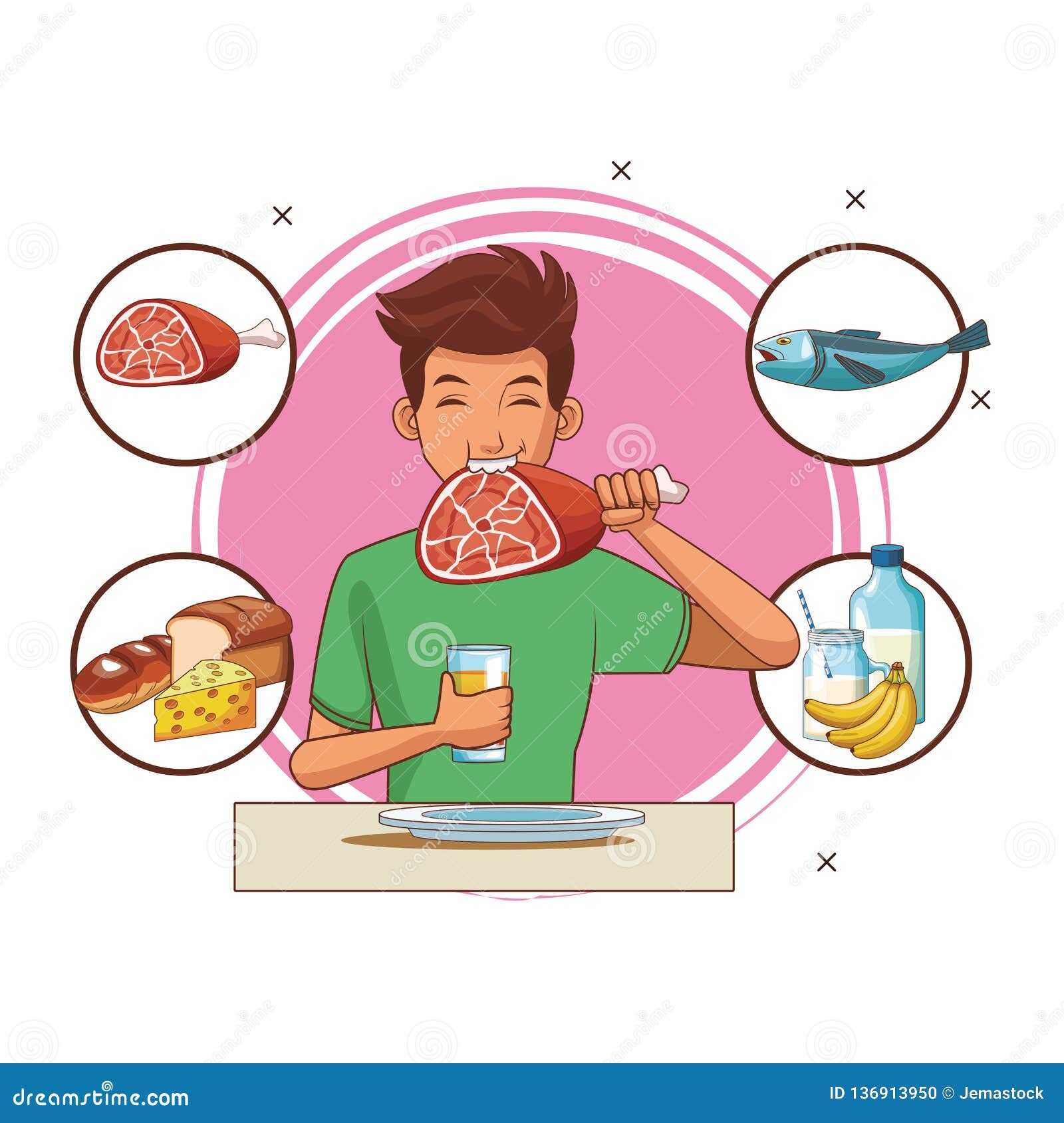 Balanced diet young man stock vector. Illustration of cartoon - 136913950