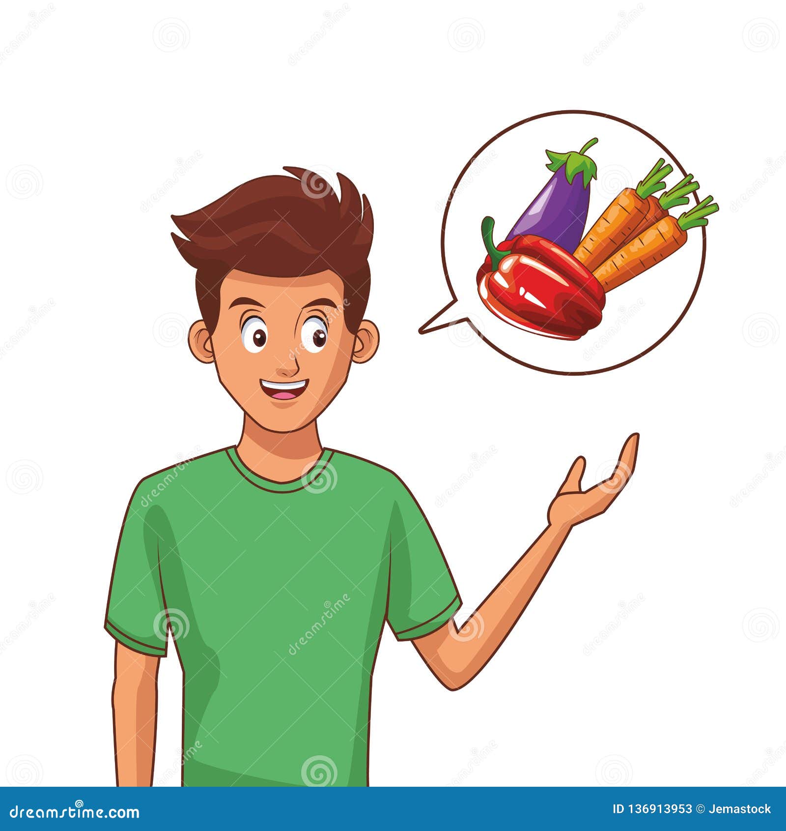 Balanced diet young man stock vector. Illustration of meal - 136913953