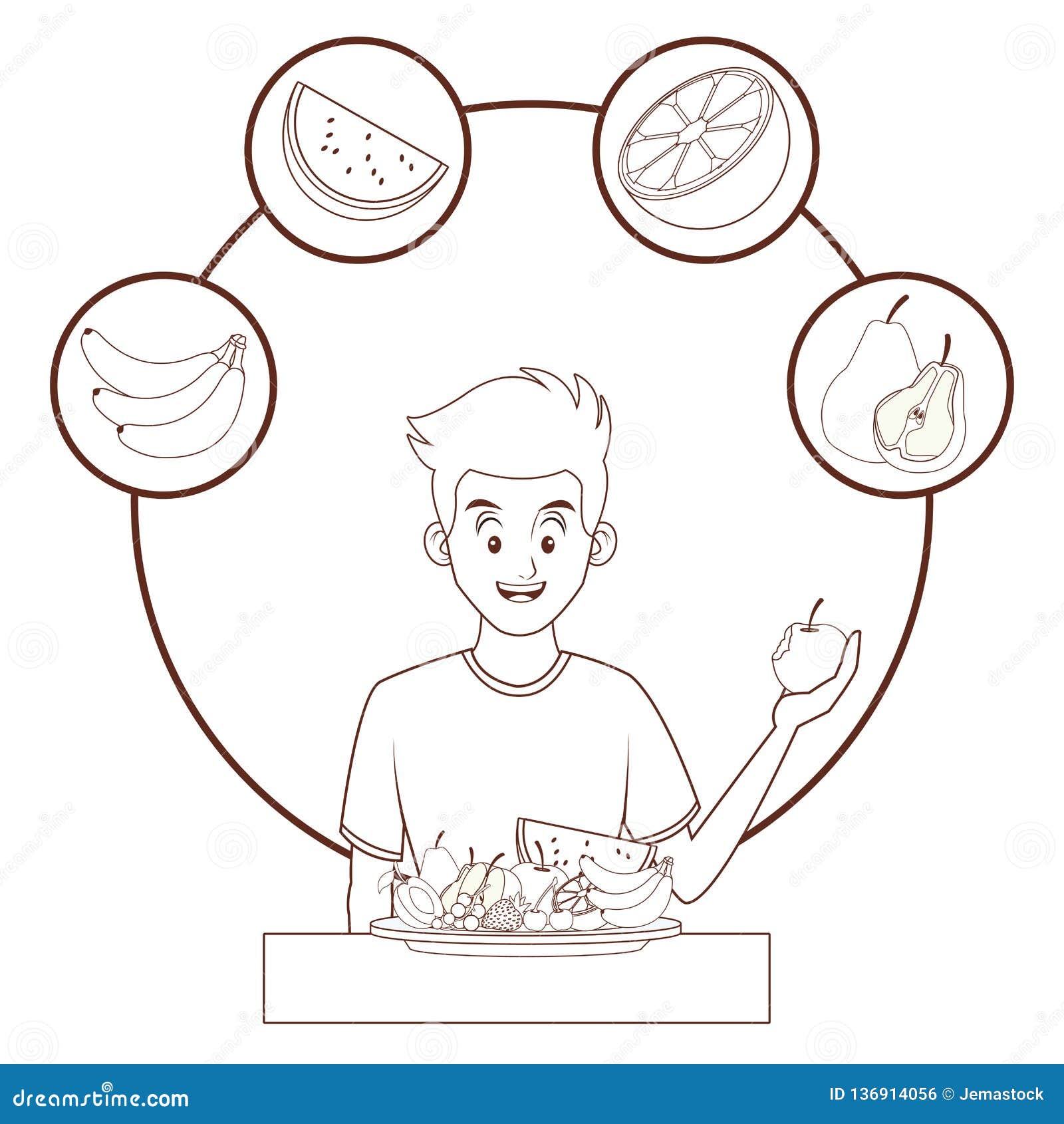 Balanced diet young man stock vector. Illustration of life - 136914056