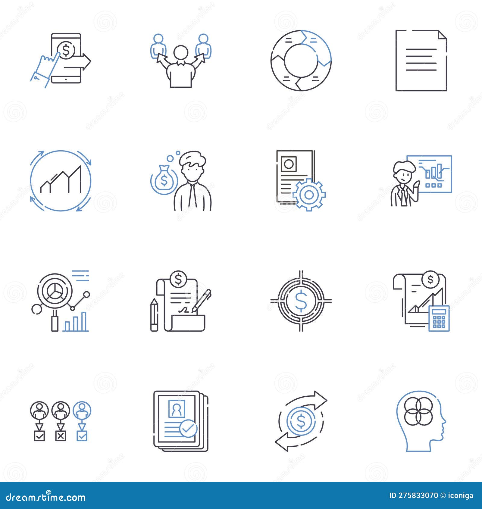 Balanced Funds Line Icons Collection. Diversification, Risk, Returns ...