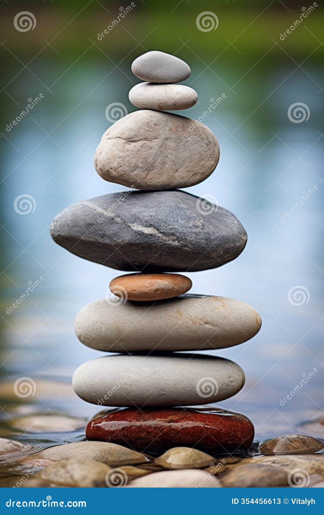 Balanced Pebble Stones Stack. Stock Image - Image of simplicity, lake ...