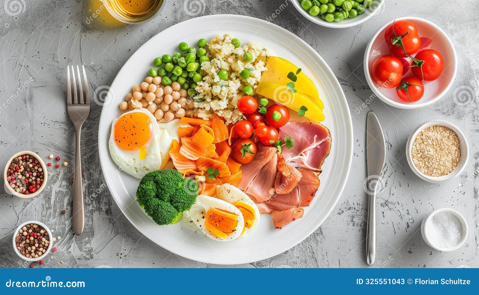 A Balanced Plate of Food with Lean Proteins Whole Grain Stock Illustration - Illustration of ...