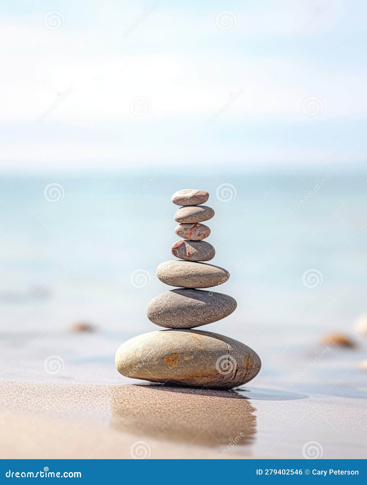 A Balanced Rock Stack on the Beach Stock Illustration - Illustration of ...