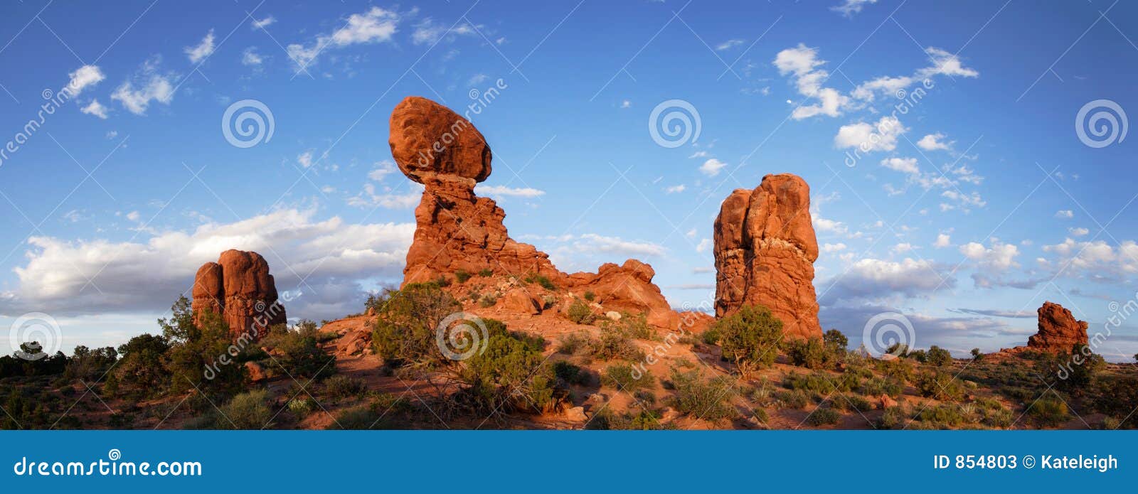 Balanced Rock at Sunset - Panorama Stock Image - Image of national ...