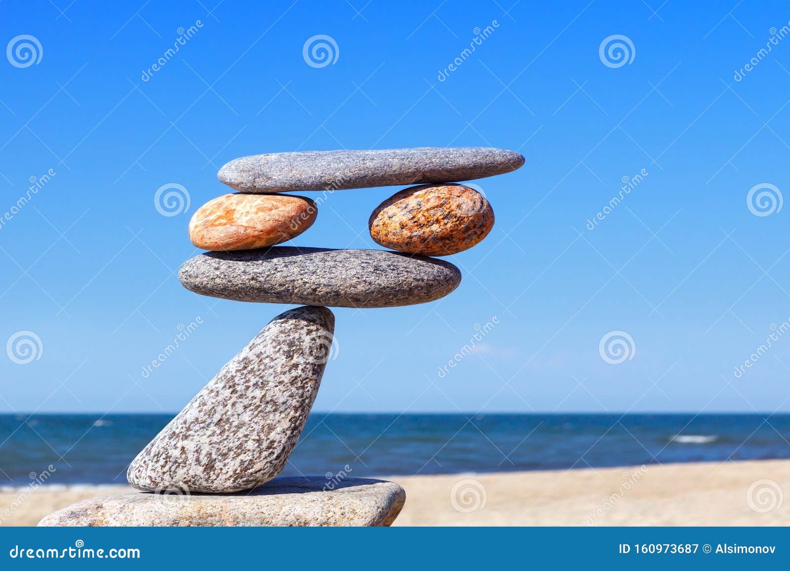 Balanced Rock Zen on the Background of the Sea. the Concept of Fall ...