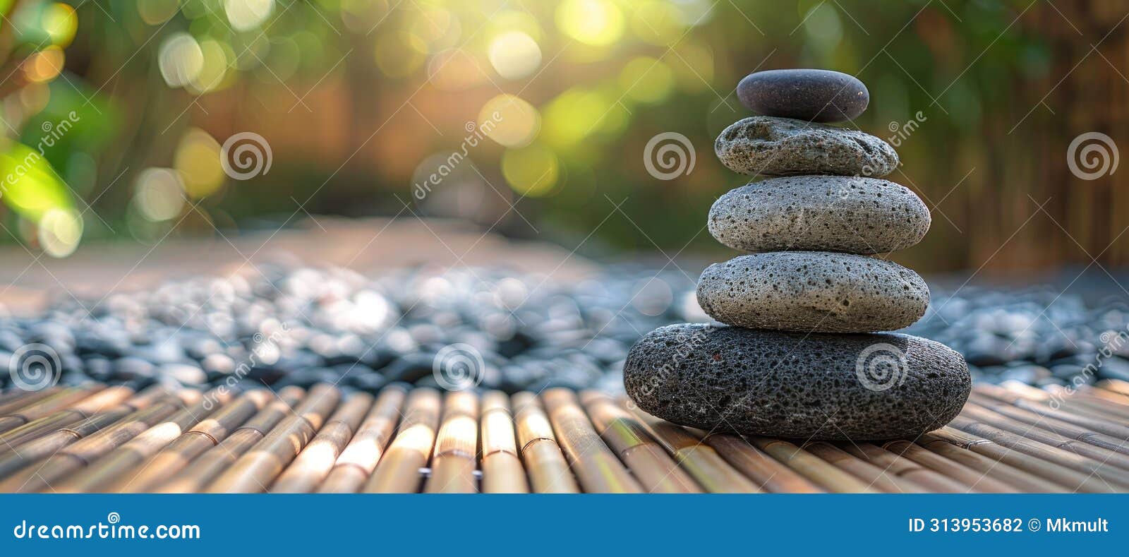 Balanced Rocks on Bamboo Floor Stock Illustration - Illustration of ...