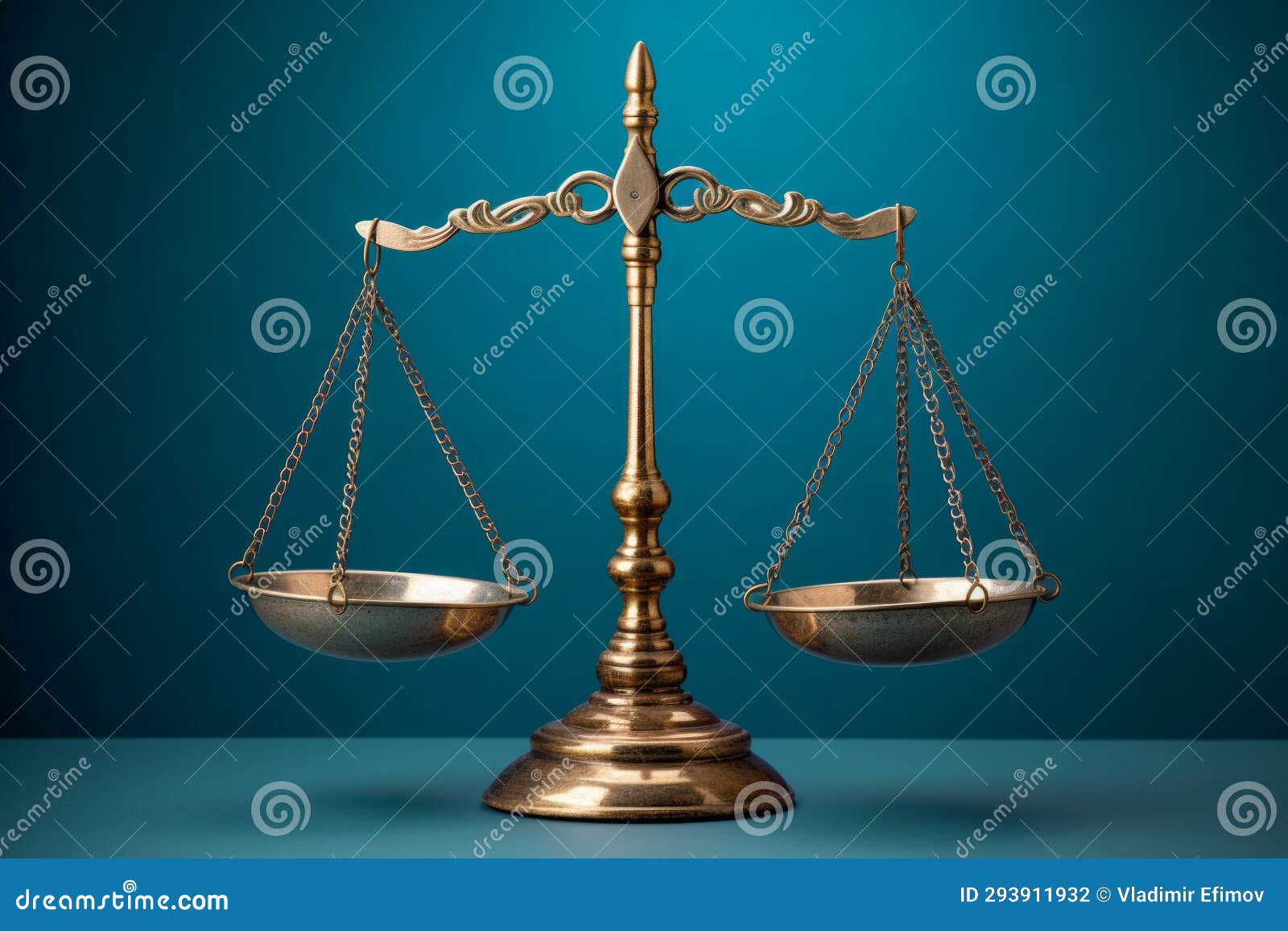 Balanced Scale with One Weight on a Blue Background. Symbolize Justice ...
