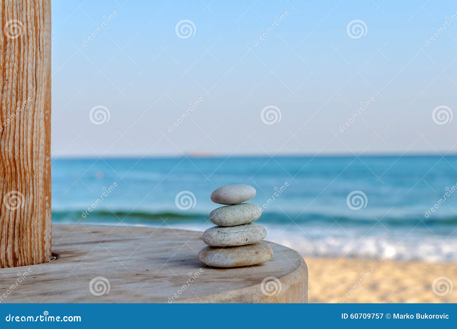 Balanced Several Zen Stones on Blurred Beautiful the Beach Background ...