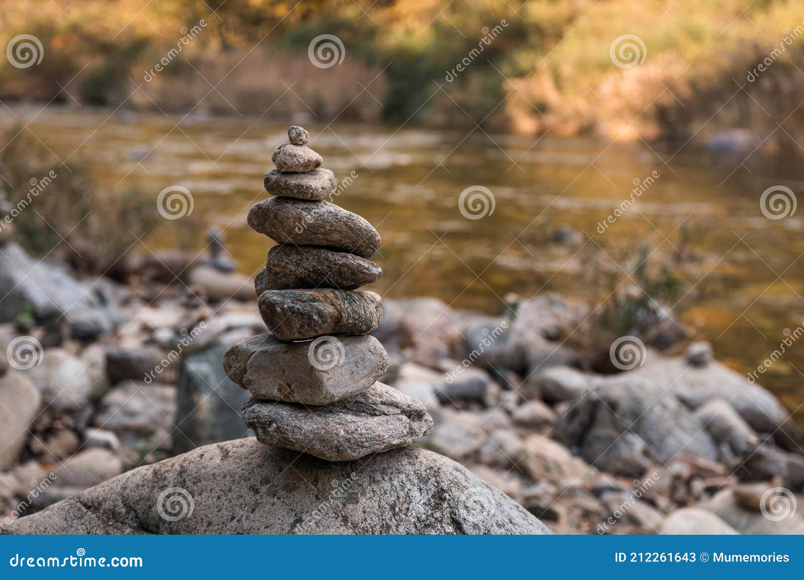 Balanced Stack of Pyramid Stones on River Stock Image - Image of ...