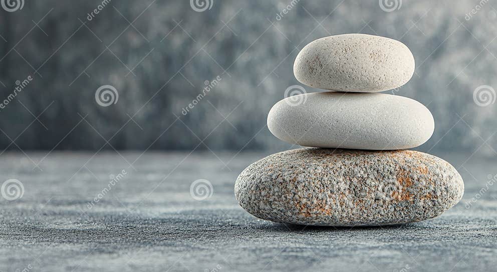 A Balanced Stack of Smooth Stones Resting on a Textured Surface in ...
