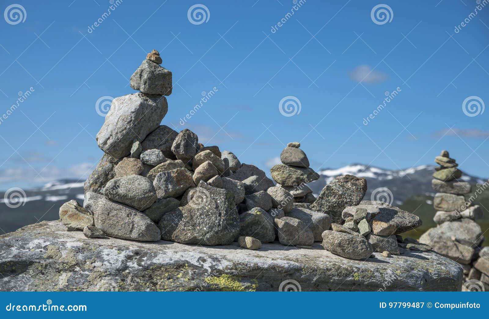 Balanced Stack of Stones at Eidfjorden, Norway Stock Image - Image of ...