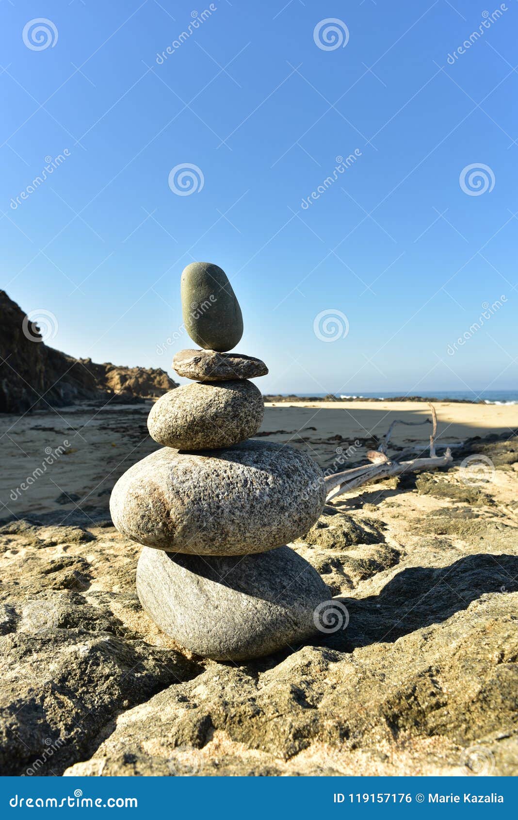 Balanced Stack of Zen Rocks on Beach in Baja, Mexico Stock Photo ...