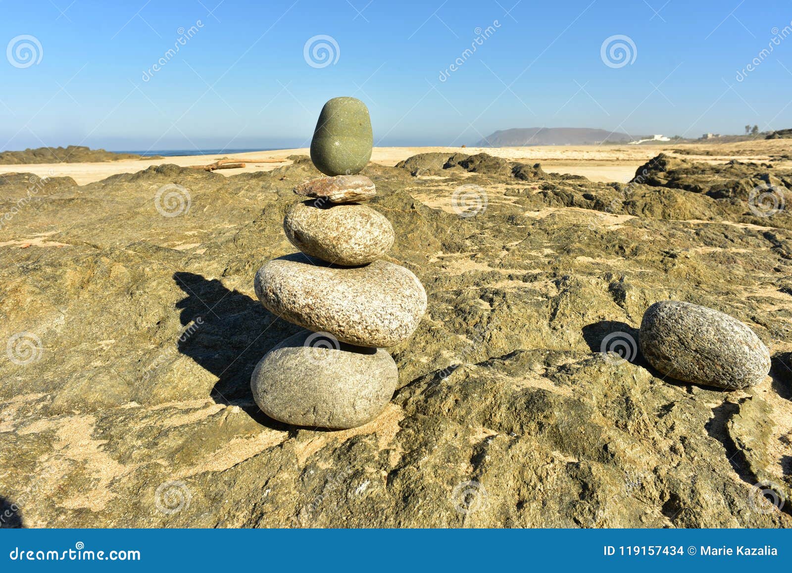 Balanced Stack of Zen Rocks on Beach in Baja, Mexico Stock Photo ...