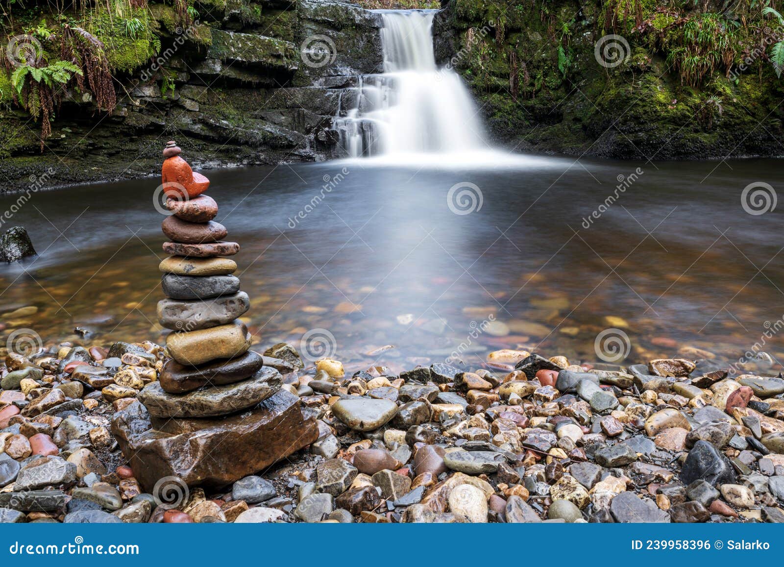 Balanced Stone Stacking at Waterfall Stock Photo - Image of stone ...