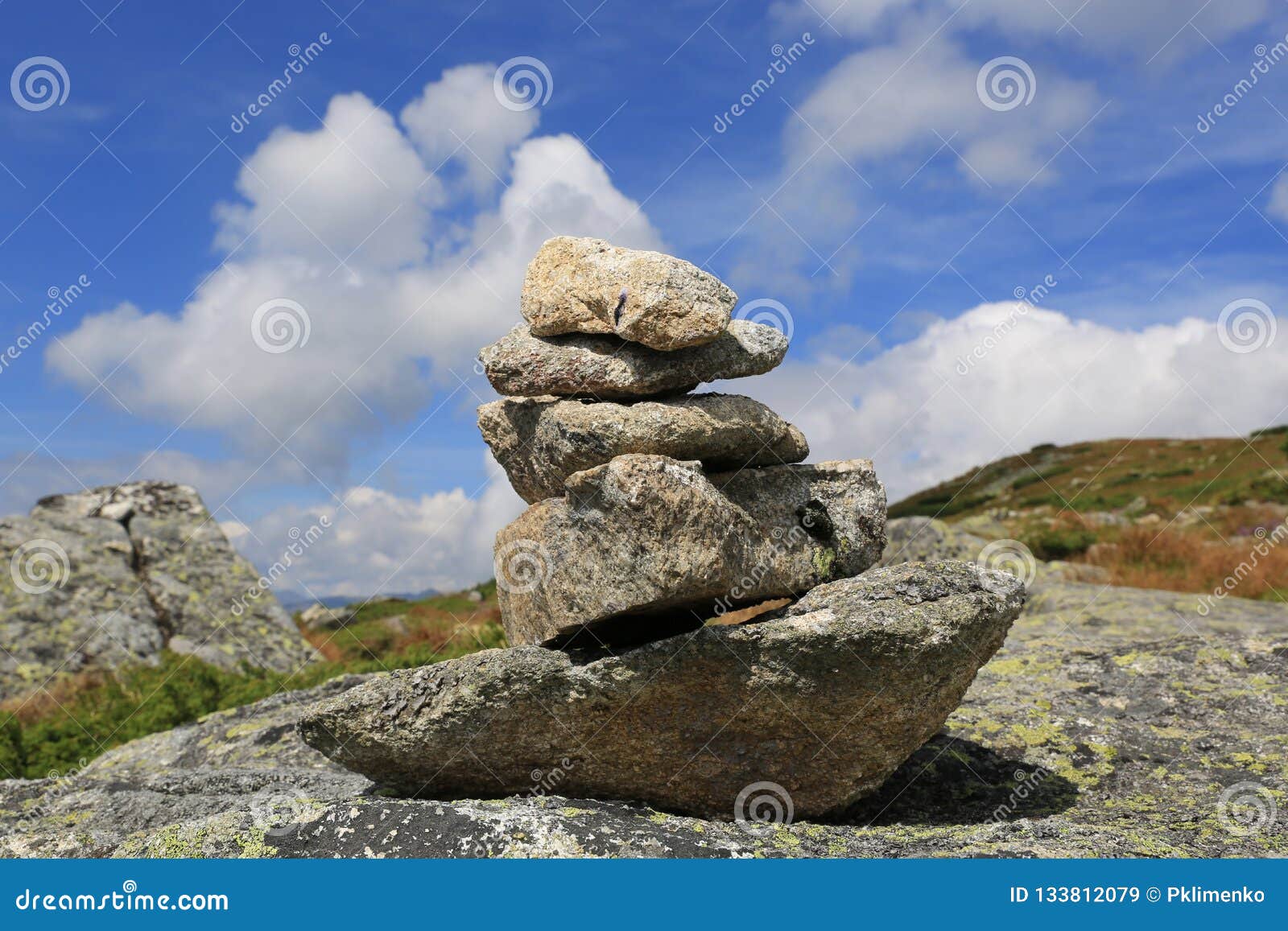 Balanced Stones in Mountains Stock Image - Image of blue, balancing ...