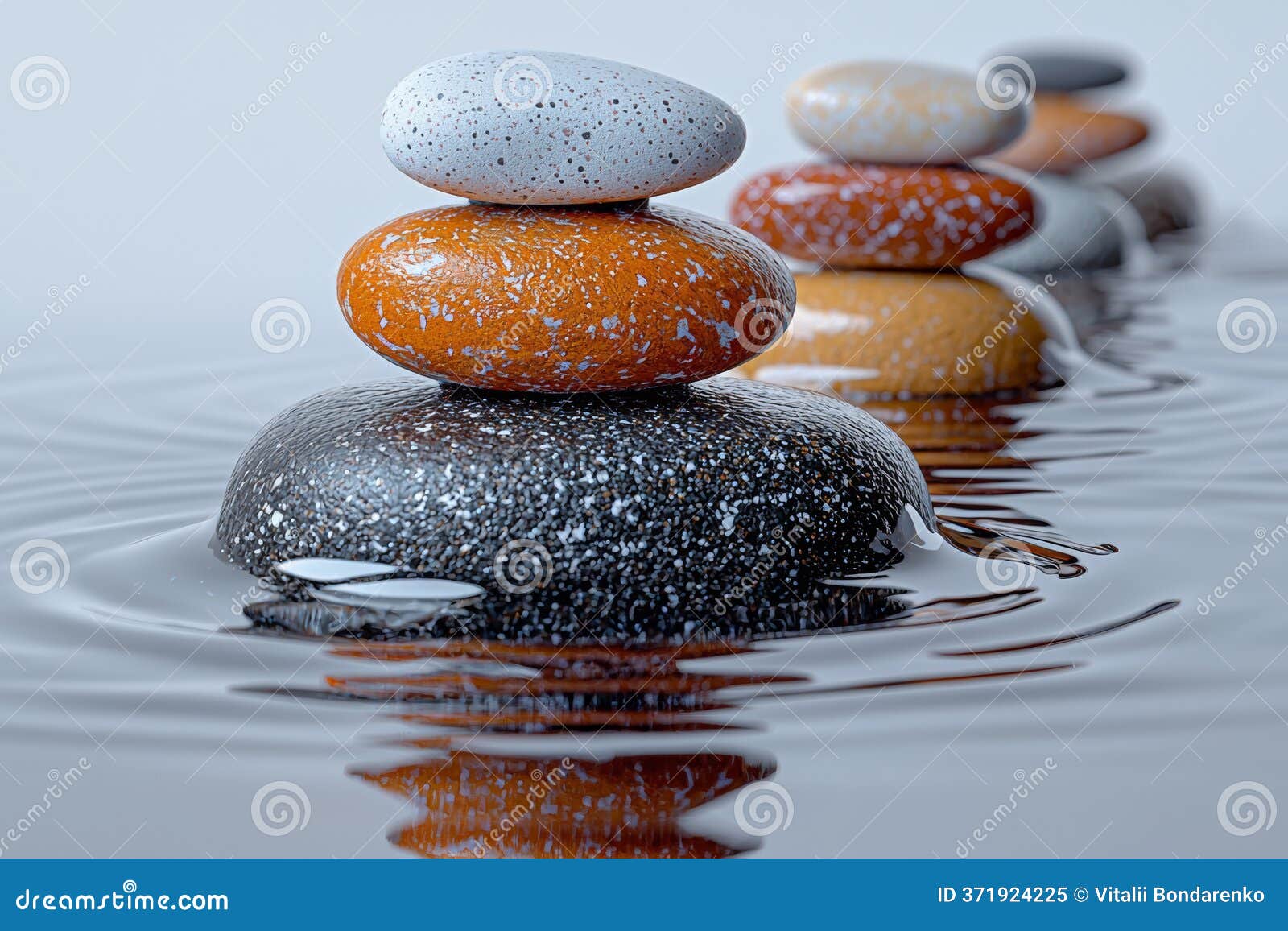 Balanced Stones On A Stone Pedestal In A River. Generative Ai ...