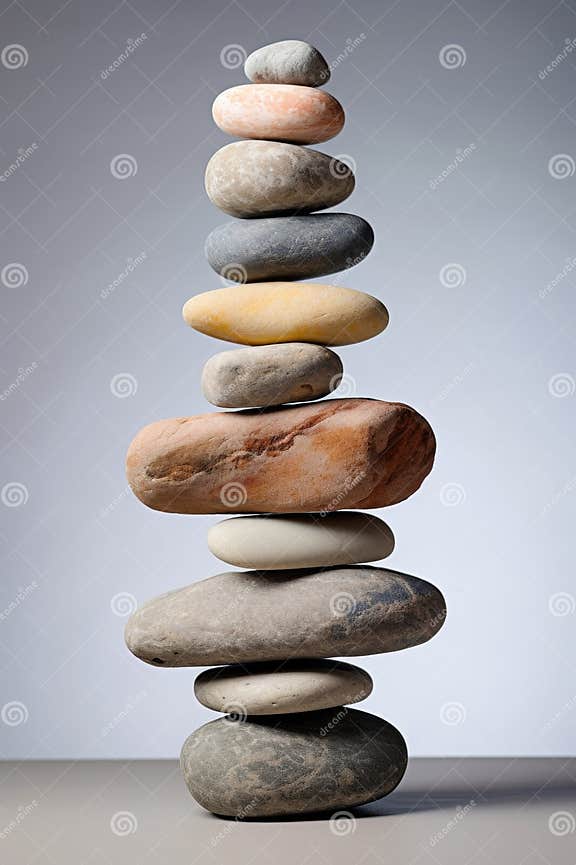 Balanced Stones Stack from Big To Small. Stock Image - Image of smooth ...