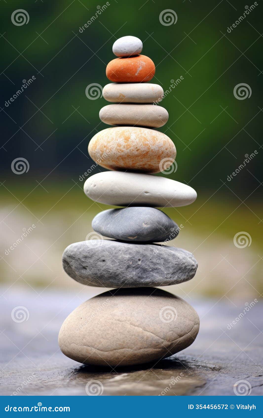 Balanced Stones Stack from Big To Small. Stock Photo - Image of blue ...