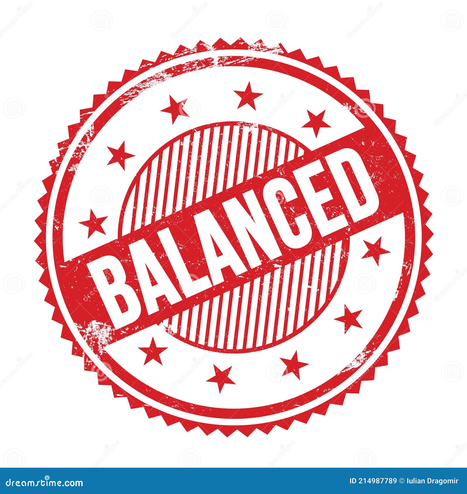 BALANCED Text Written on Red Grungy Round Stamp Stock Illustration ...