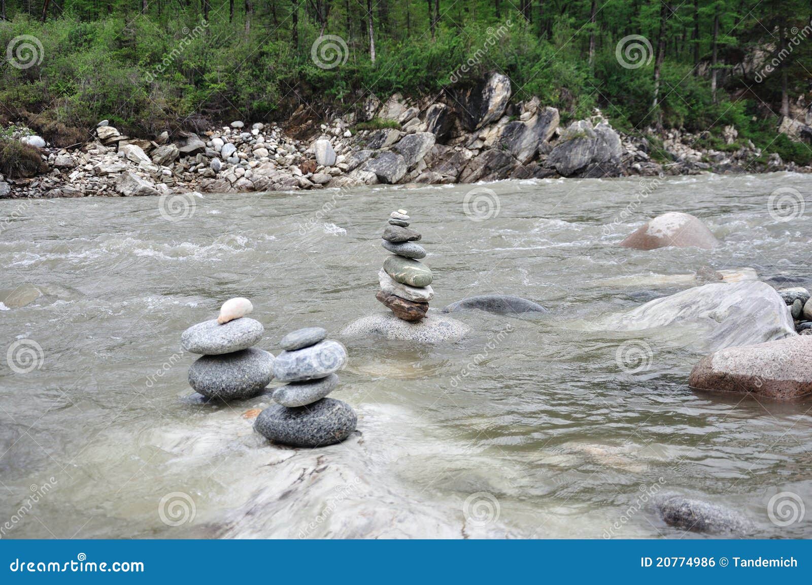 Balanced Zen Stones in River Stock Photo - Image of flows, unique: 20774986