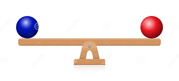 Balance of Blue and Red Sphere on Seesaw, Symbol for Balance of Power ...