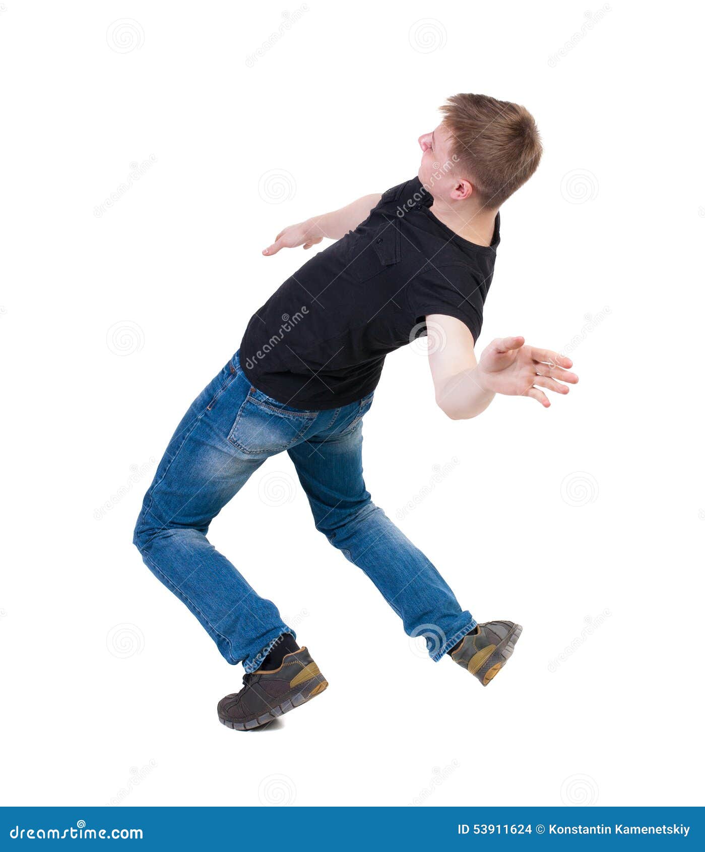 Balancierender Junger Mann Oder Fallender Mann Des Tricks Stockfoto ...