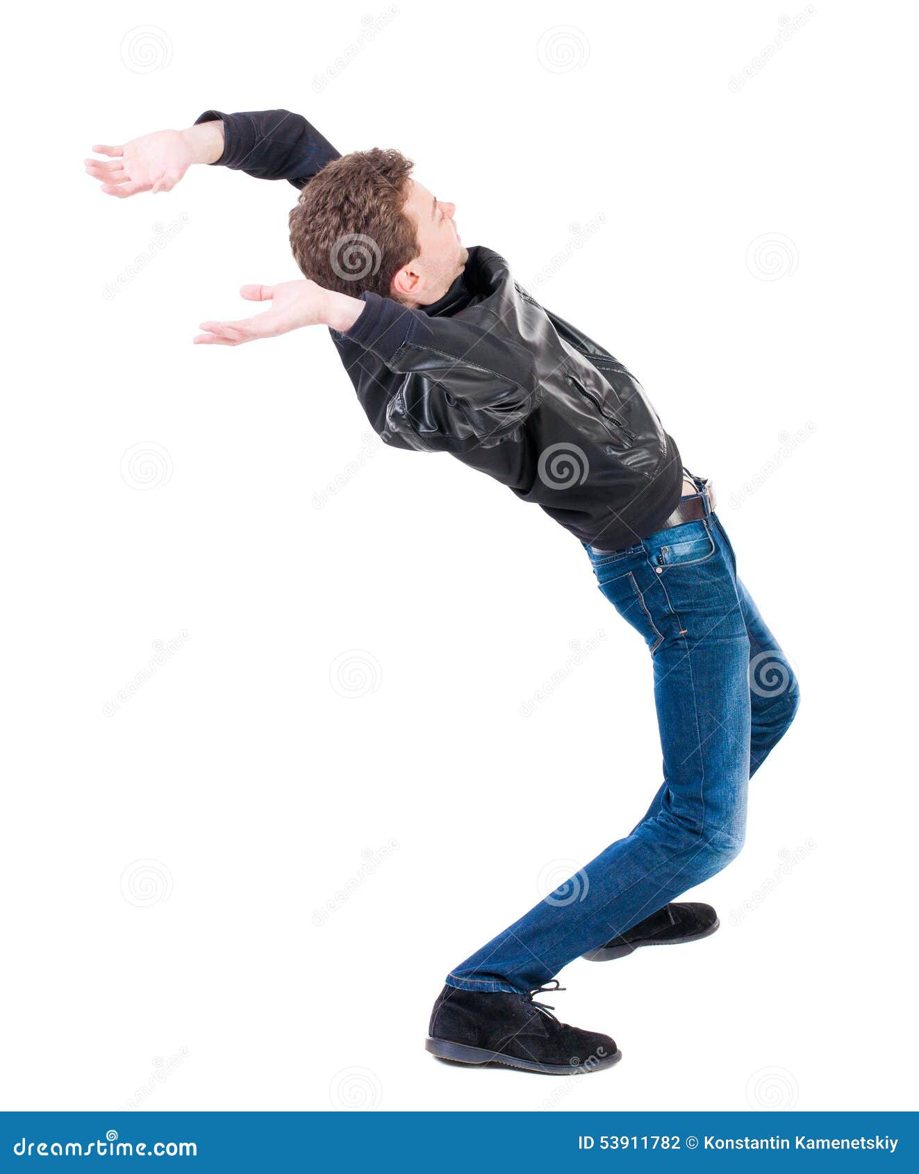 Balancierender Junger Mann Oder Fallender Mann Des Tricks Stockfoto ...