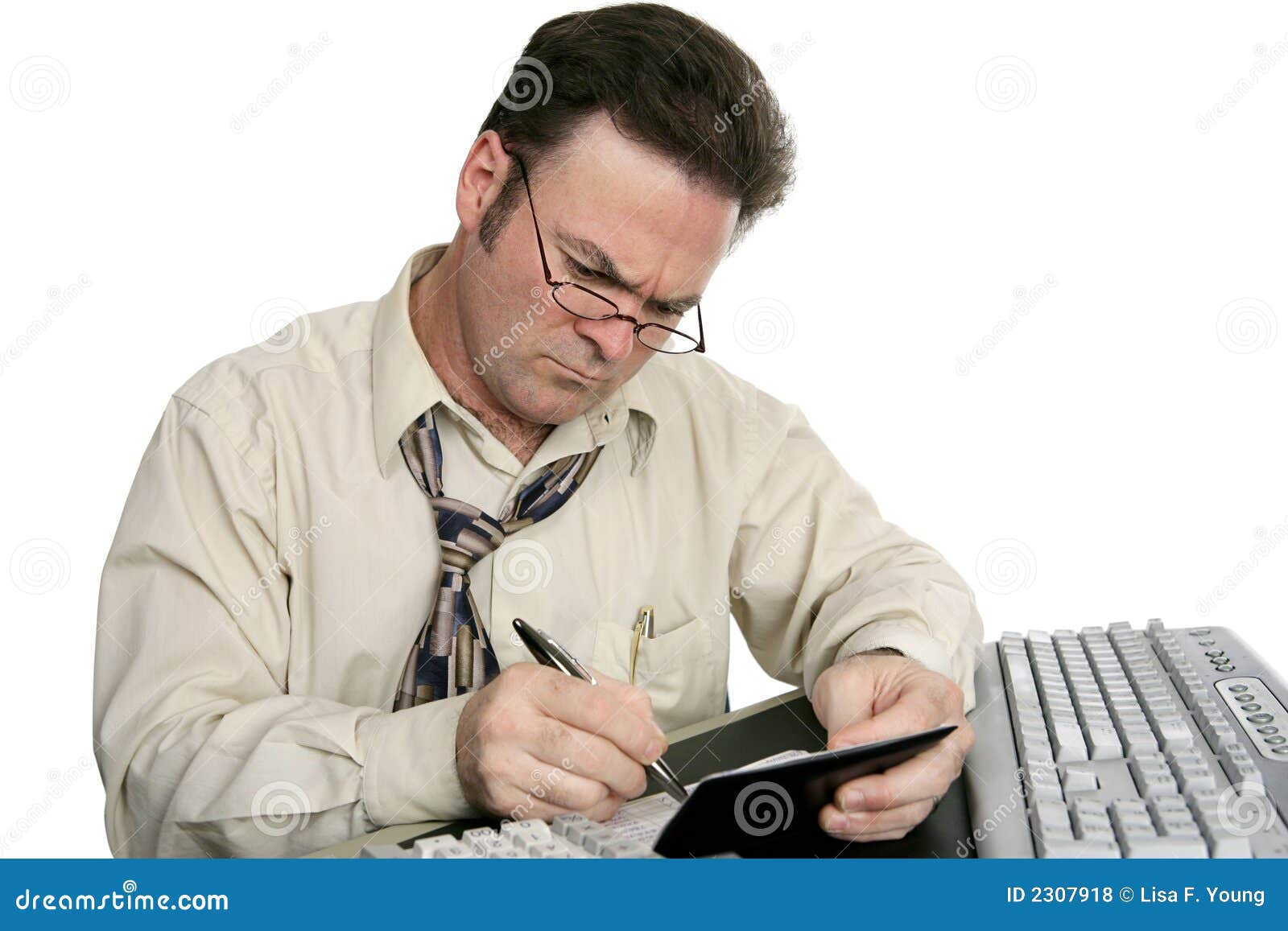 Balancing Checkbook Concentrat Stock Photo - Image of account, office ...