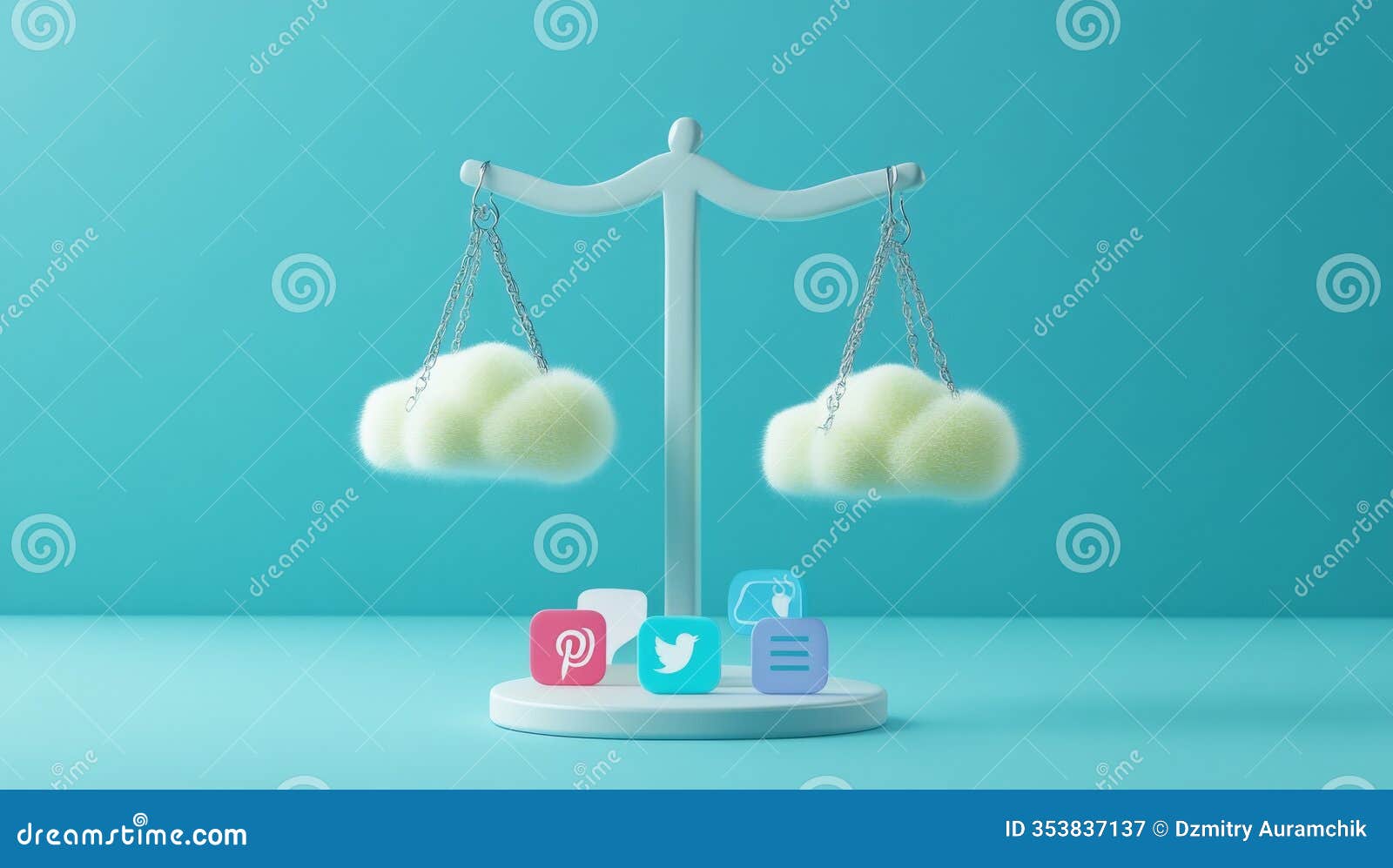 Balancing Data Clouds For Data Driven Decision Making Using 3d Democracy Scales Stock Image