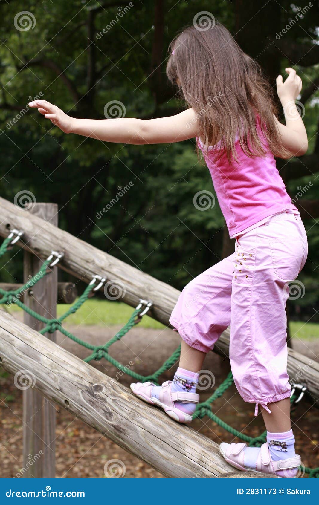 Balancing girl stock image. Image of bridge, small, height - 2831173
