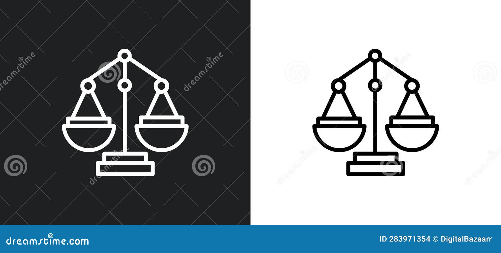 Balancing Outline Icon in White and Black Colors. Balancing Flat Vector ...