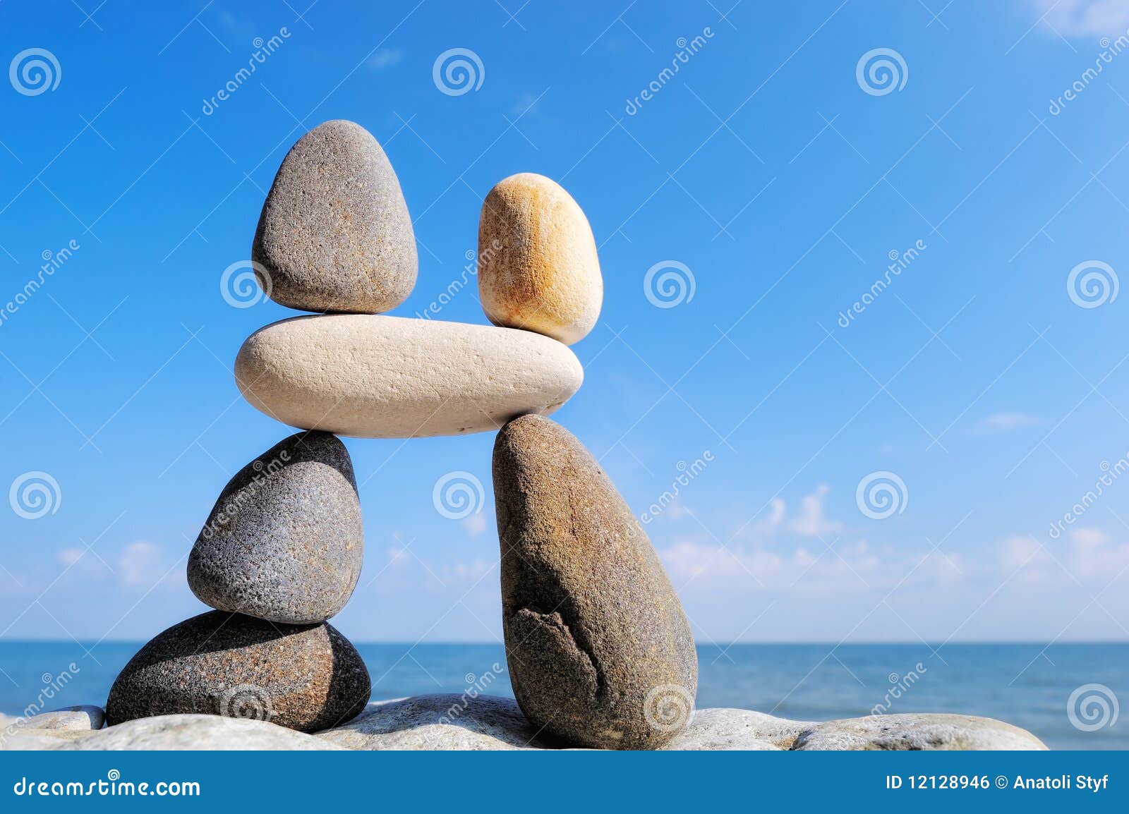 Balancing pebbles stock photo. Image of pebble, coast - 12128946