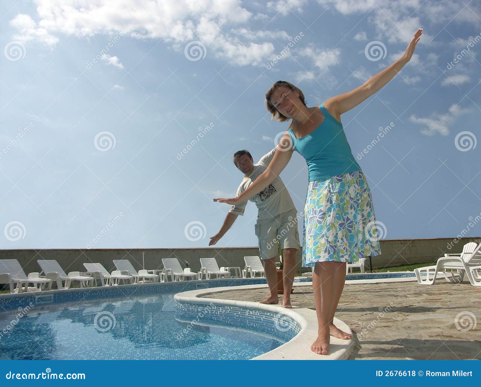 Balancing by the pool stock photo. Image of male, outdoors - 2676618