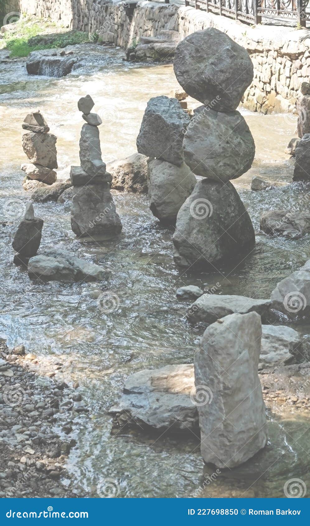 Balancing Rocks Sculpture Made of Stones from the River in the ...