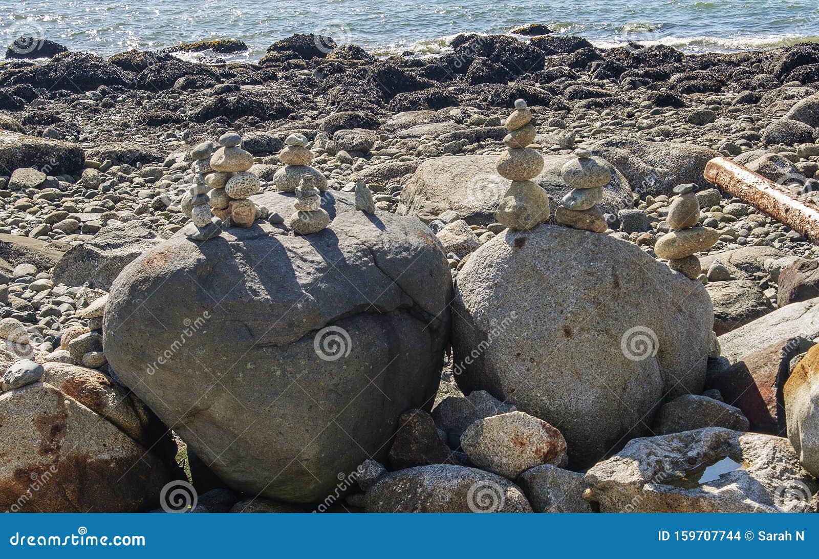 Balancing Rocks Vancouver Sunset Beach Stock Photo - Image of english ...