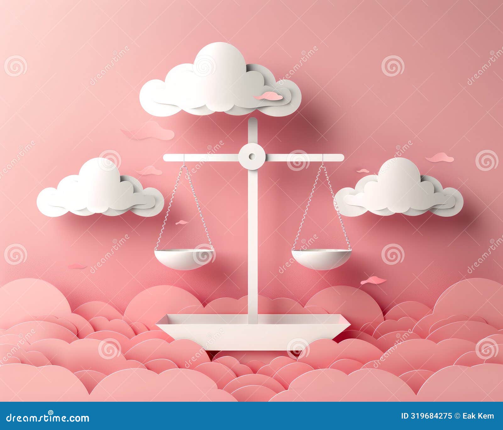 Balancing Scale with Clouds in Background on Pink Sky, Representing ...