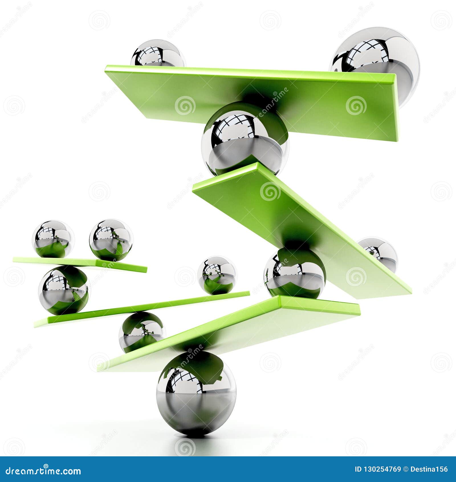 Balancing Spheres Standing in Balance on Seesaws. 3D Illustration Stock ...