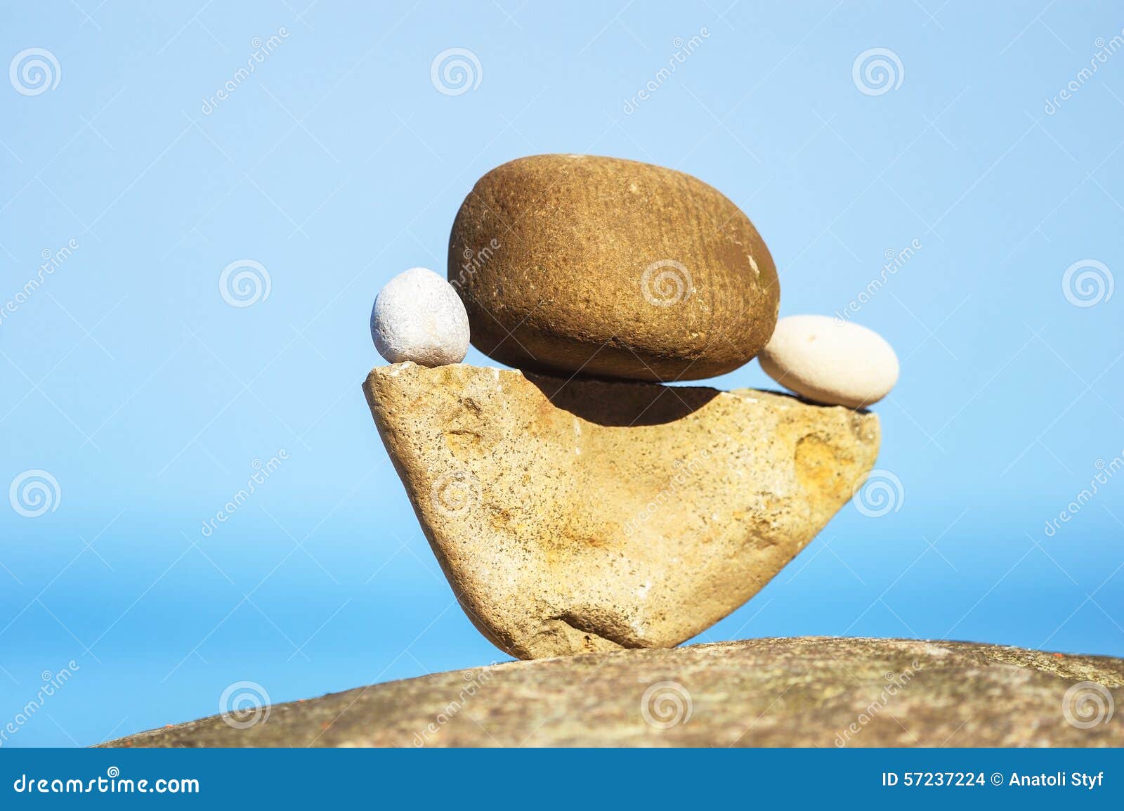 Balancing of stones stock photo. Image of beach, pyramidal - 57237224