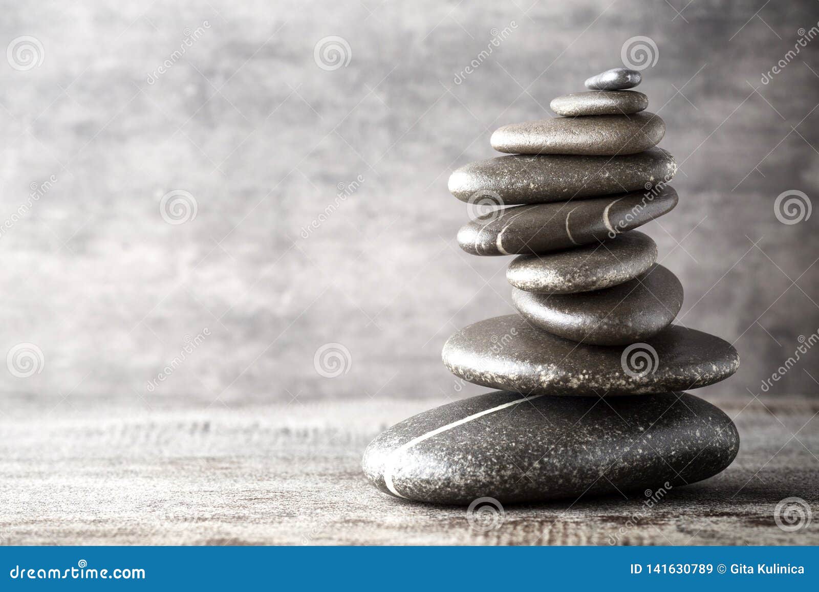 Balancing Stones on the Grey Background Stock Image - Image of therapy ...