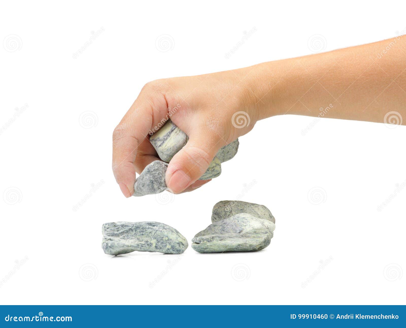 Stone in Hands Isolated on White Background. Stock Photo - Image of ...