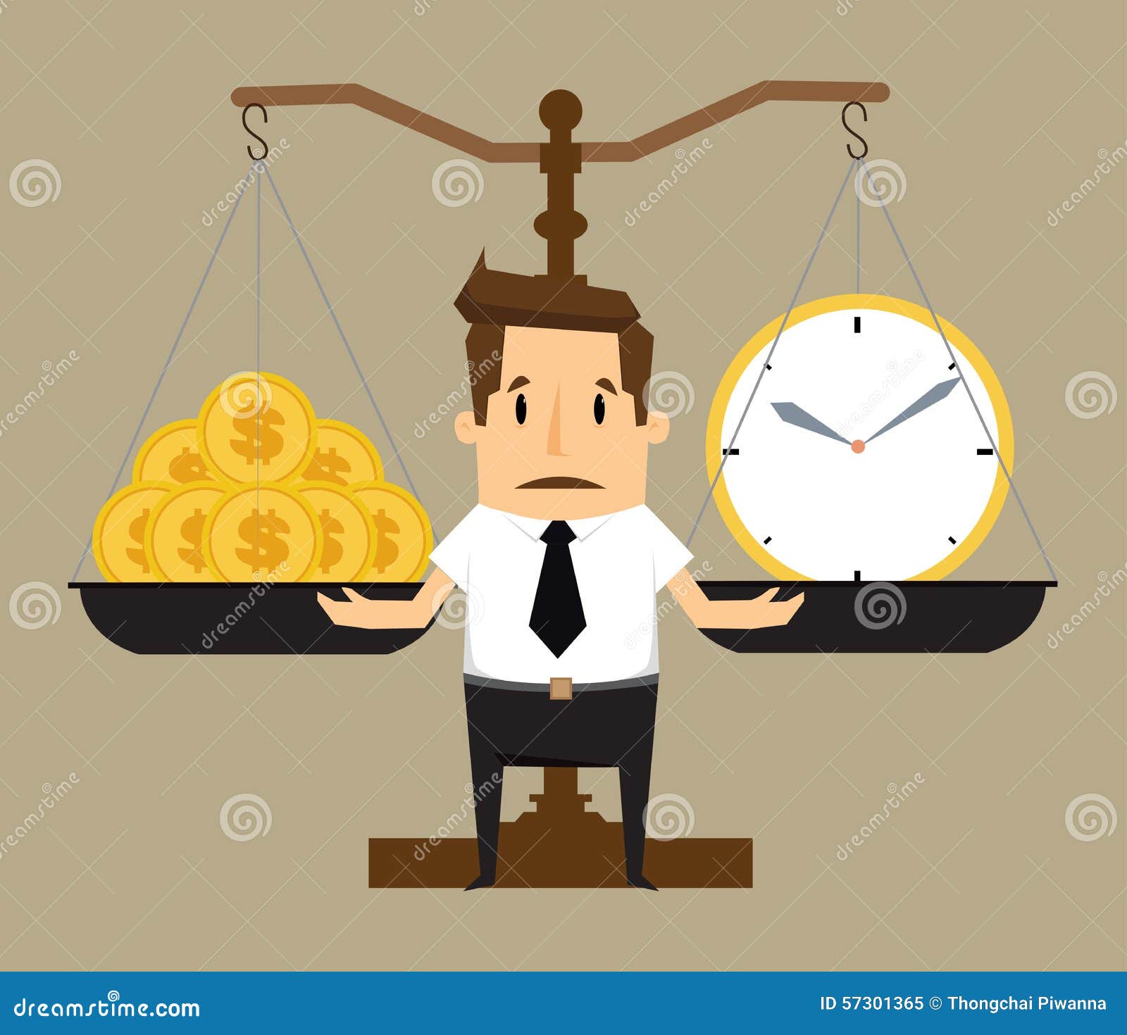 Balancing Time and Money stock vector. Illustration of money - 57301365