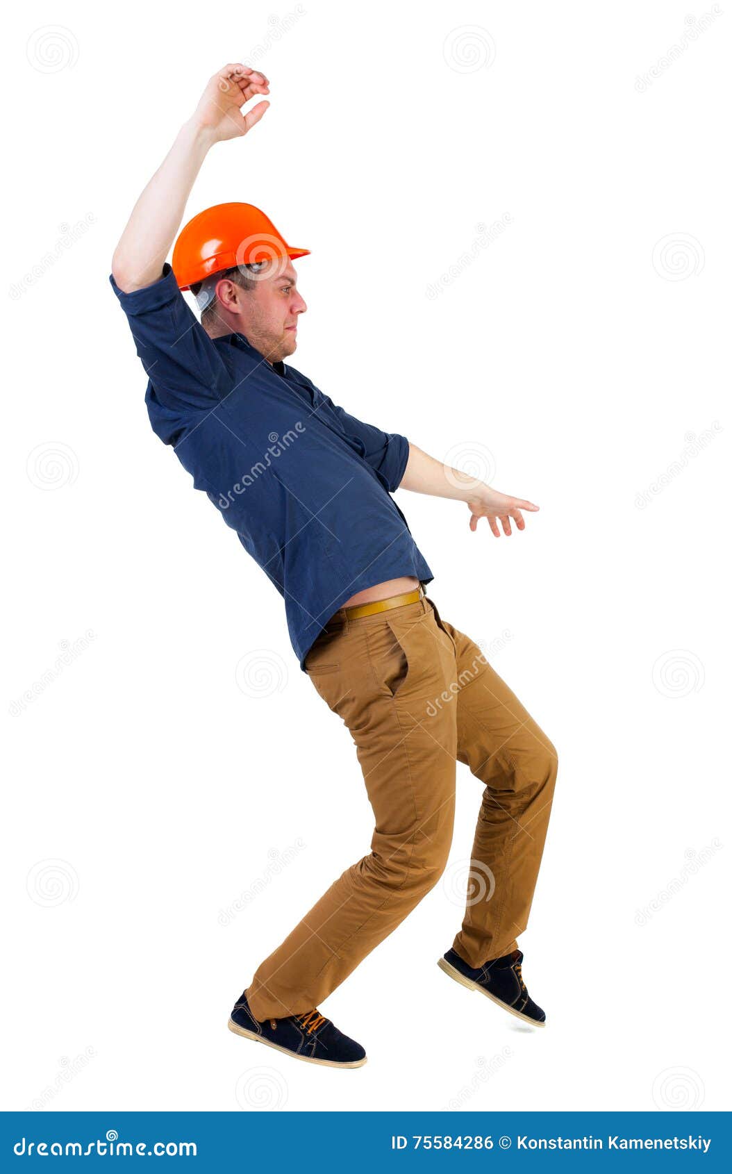 Balancing young man. stock photo. Image of posing, studio - 75584286
