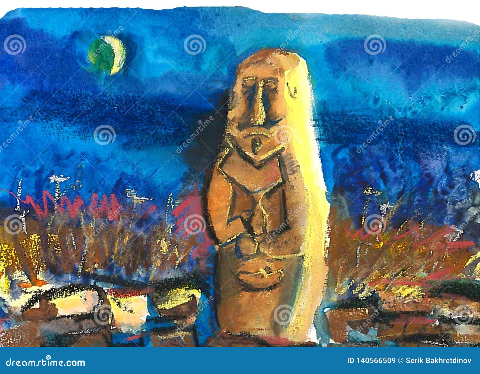 Balbal in the steppe stock image. Image of religion - 140566509