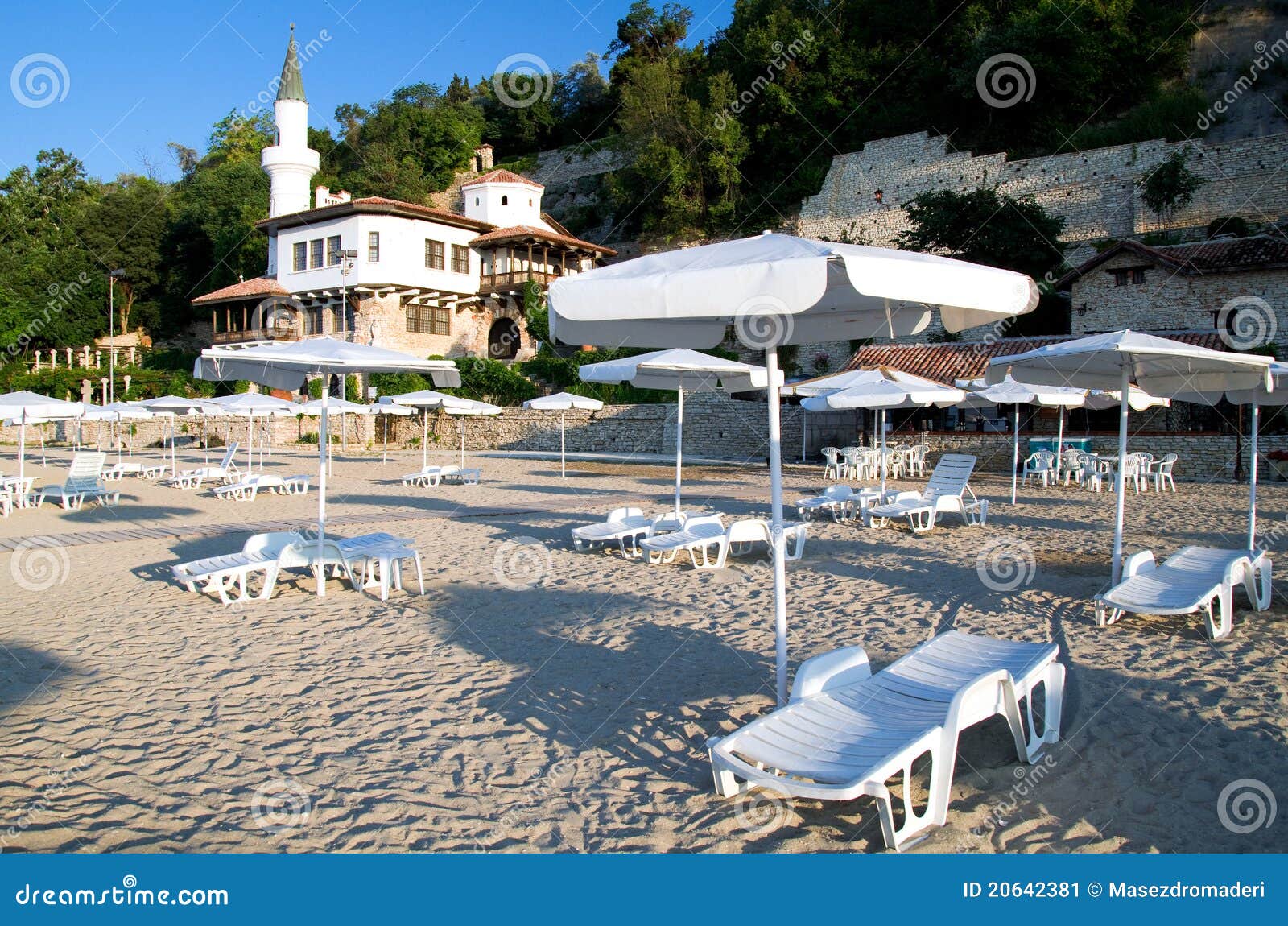 Balchik - Beach and Queen Marie Palace Stock Image - Image of bulgaria ...