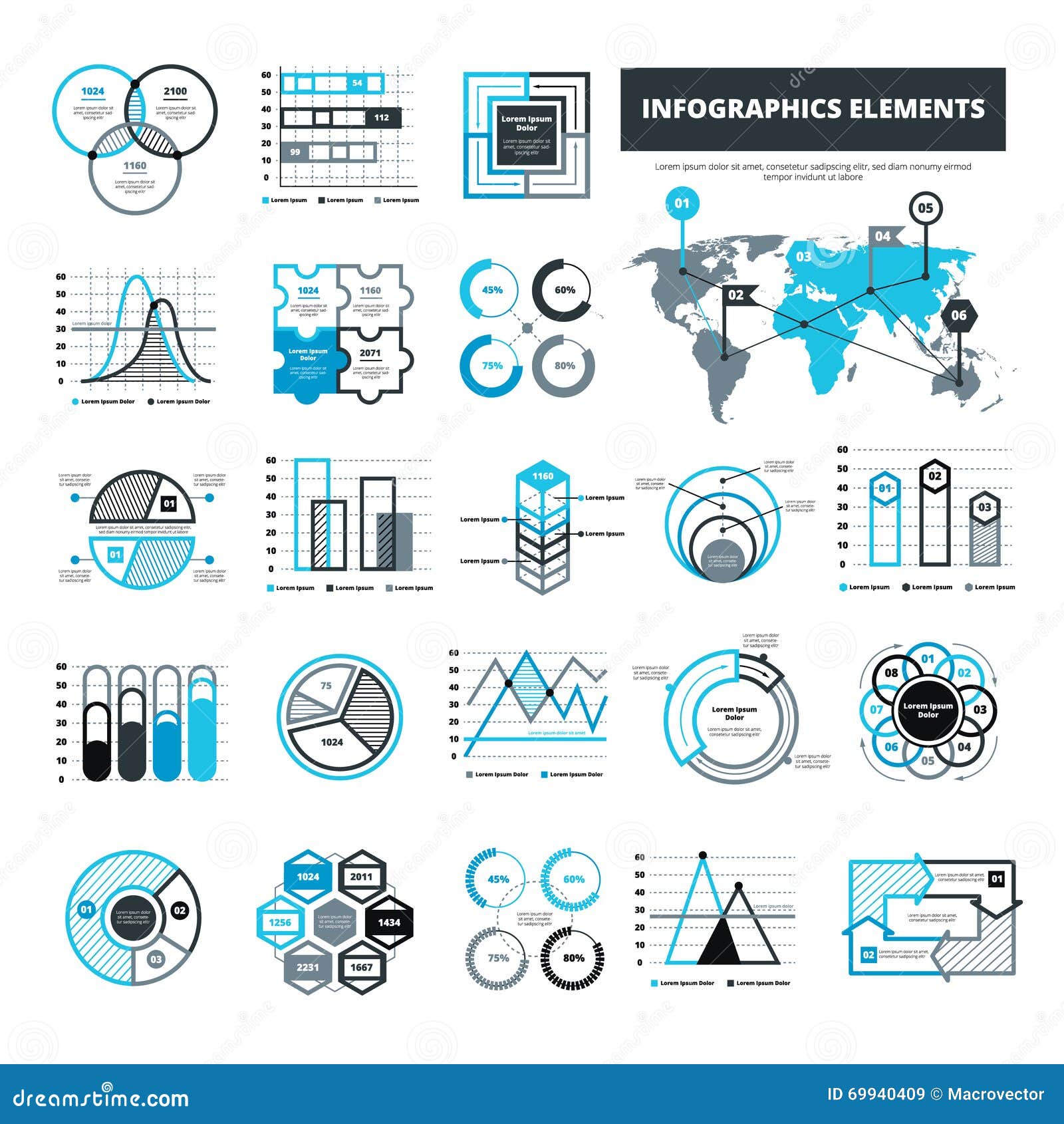 Balck and Blue Infographic Elements Stock Vector - Illustration of ...