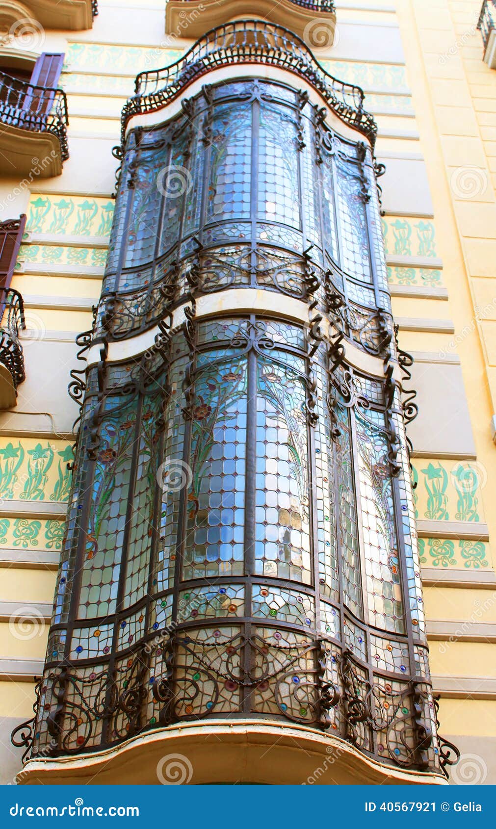Balconies in Old House in Barcelona Stock Image - Image of apartments ...