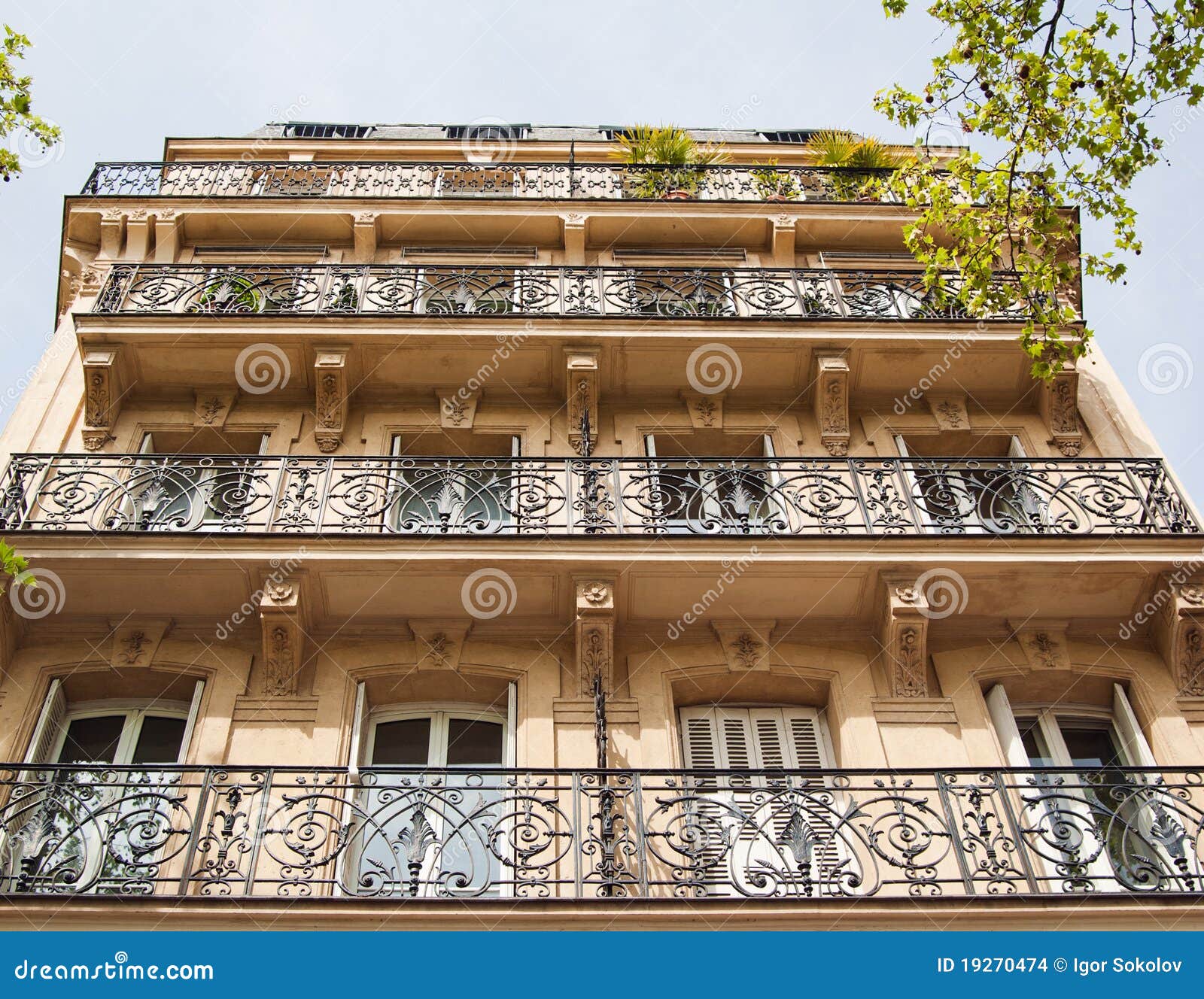 Balconies of the Parisian House Stock Photo - Image of apartment, house ...